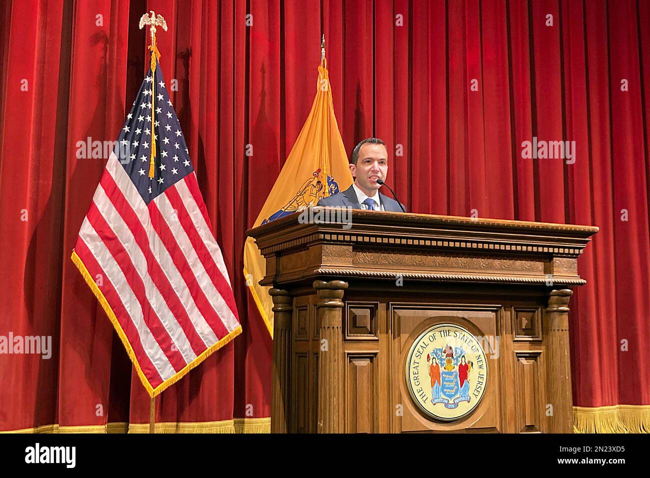 FILE - Matt Platkin speaks in Trenton, N.J., Feb. 3, 2020. Platkin, New ...
