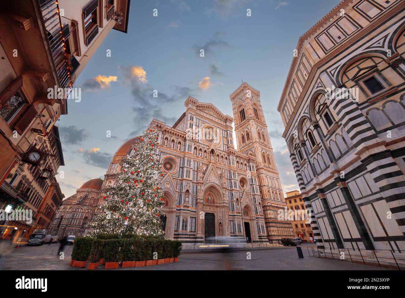 Florence At Christmas Time Italy, Tuscany, Florence, The Cathedral At