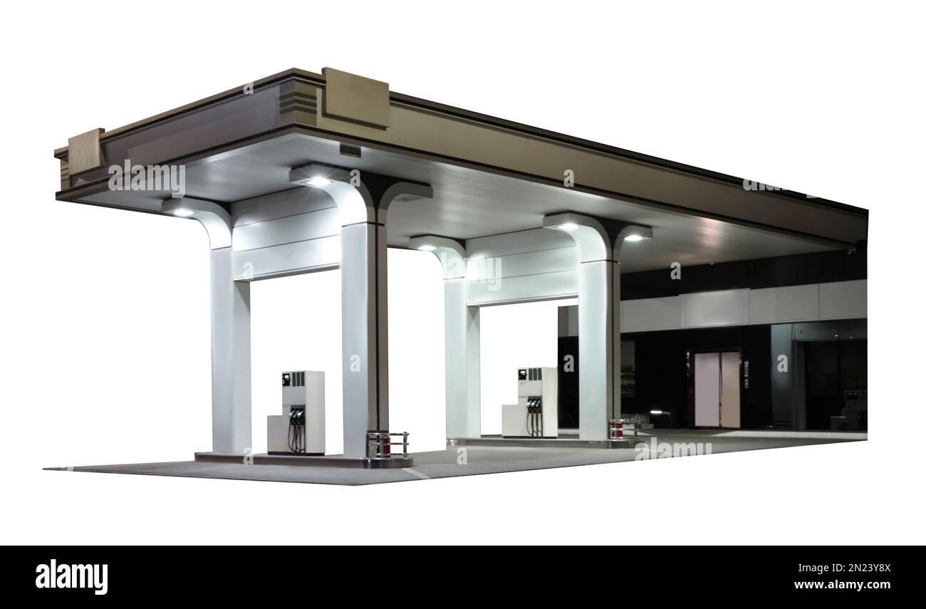 Petrol pump at night Cut Out Stock Images & Pictures - Alamy