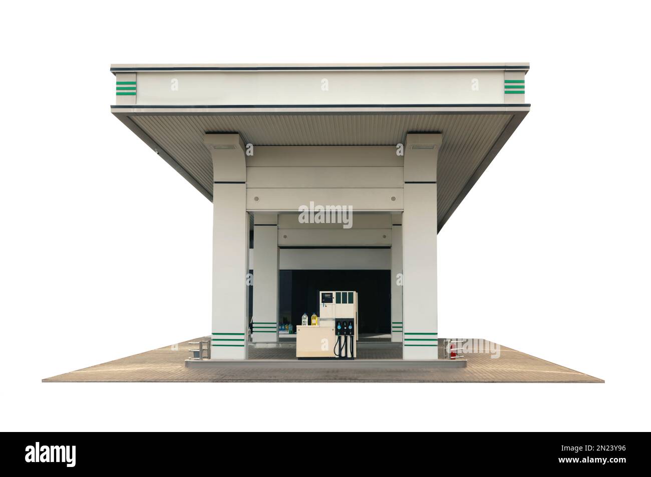 Modern gas station on white background, exterior Stock Photo - Alamy