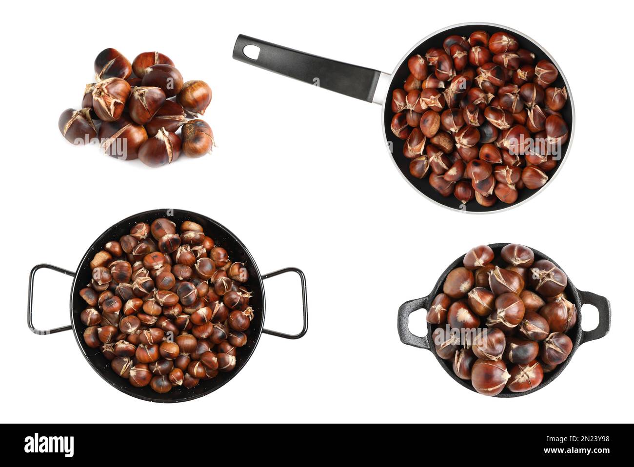 Set of sweet roasted edible chestnuts isolated on white Stock Photo - Alamy