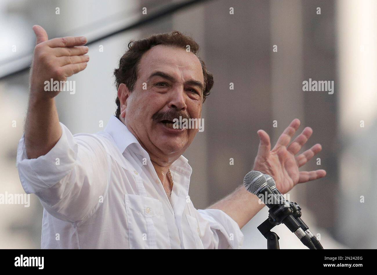 Mayor of Guayaquil Jaime Nebot delivers his speech at the end of an ...