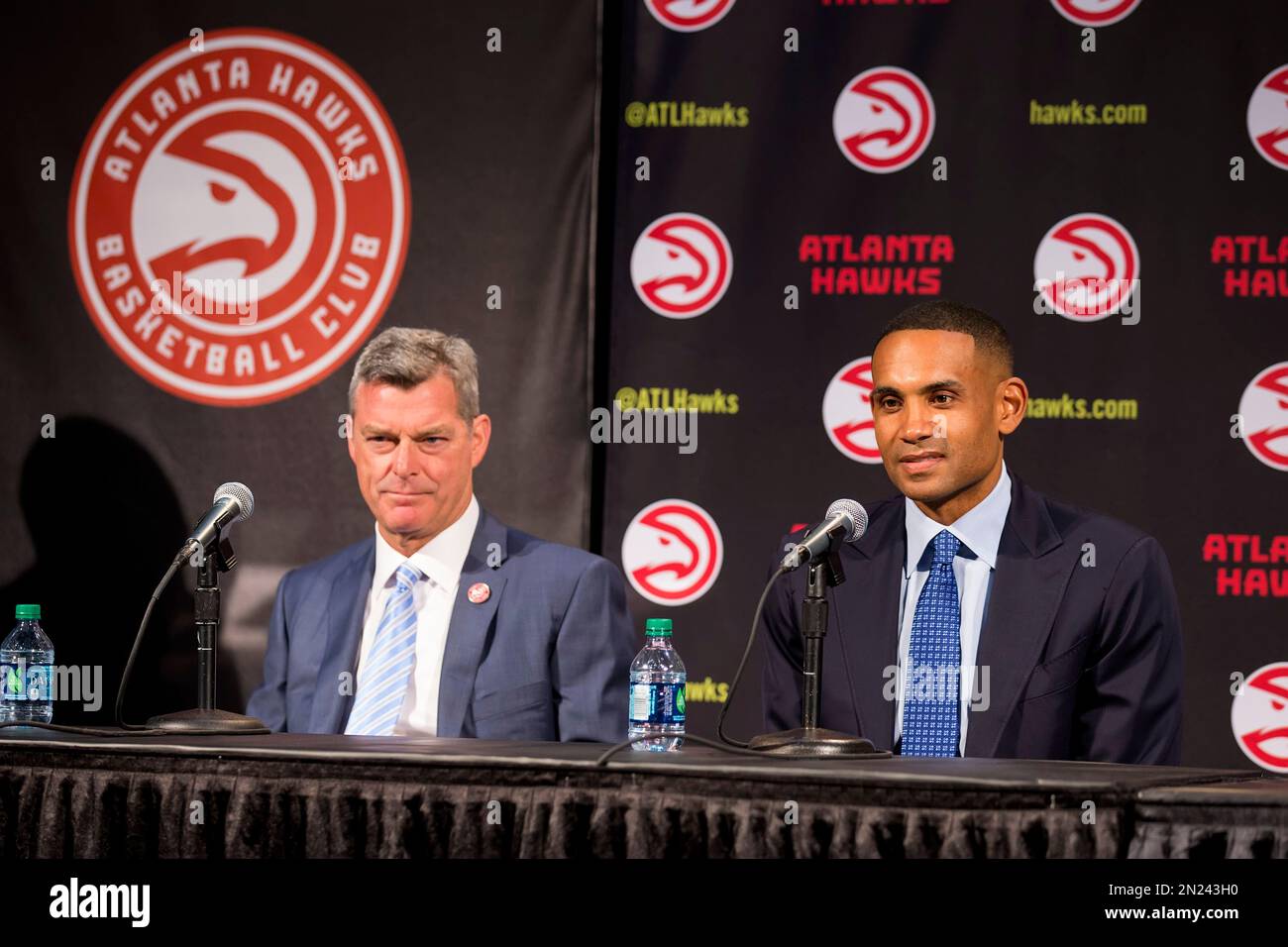 Atlanta Hawks' new owners Tony Ressler, left, and Grant Hill during a ...