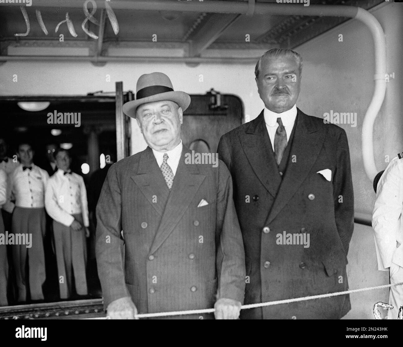 Harry F. Sinclair, left, head of Sinclair Oil Company, arrives in New ...
