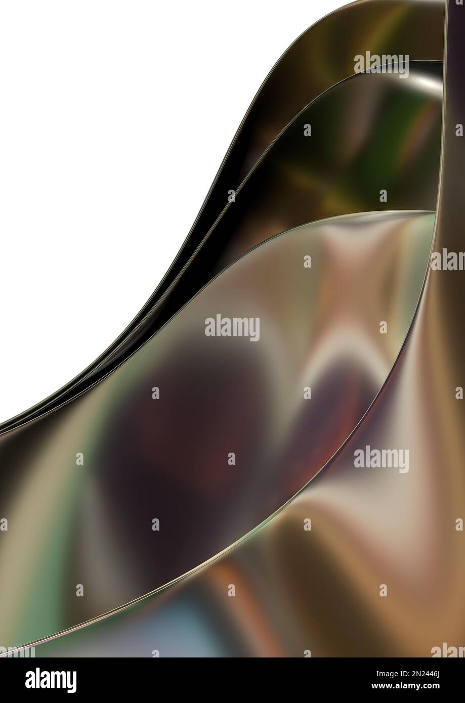 Dark gold intertwining metal curtains streamlined abstract dramatic ...