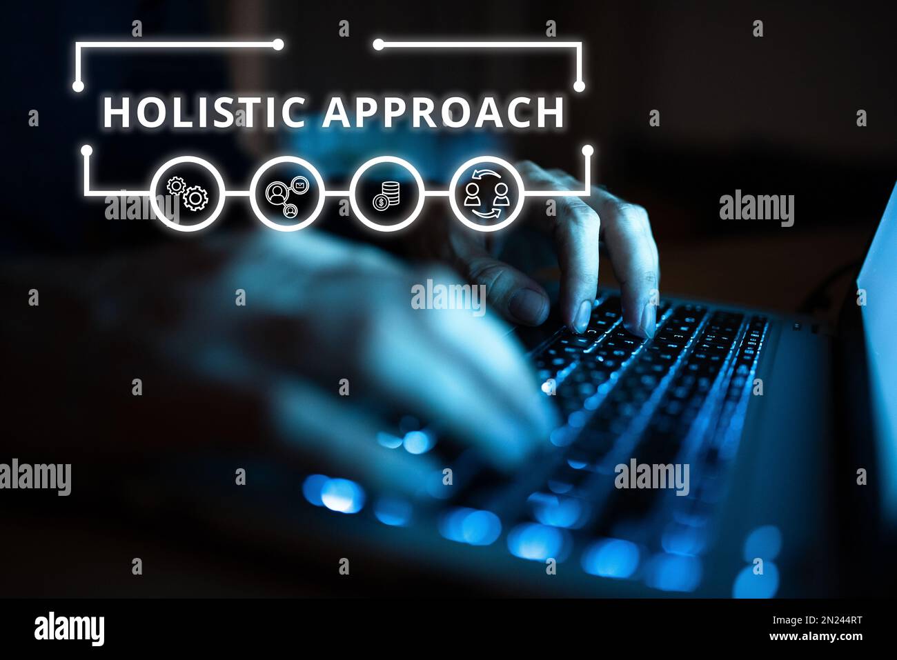 Text caption presenting Holistic Approach. Concept meaning ...