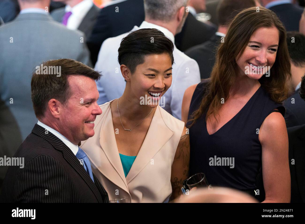 Top Chef winner Kristen Kish, center, and her girlfriend Jacqueline ...