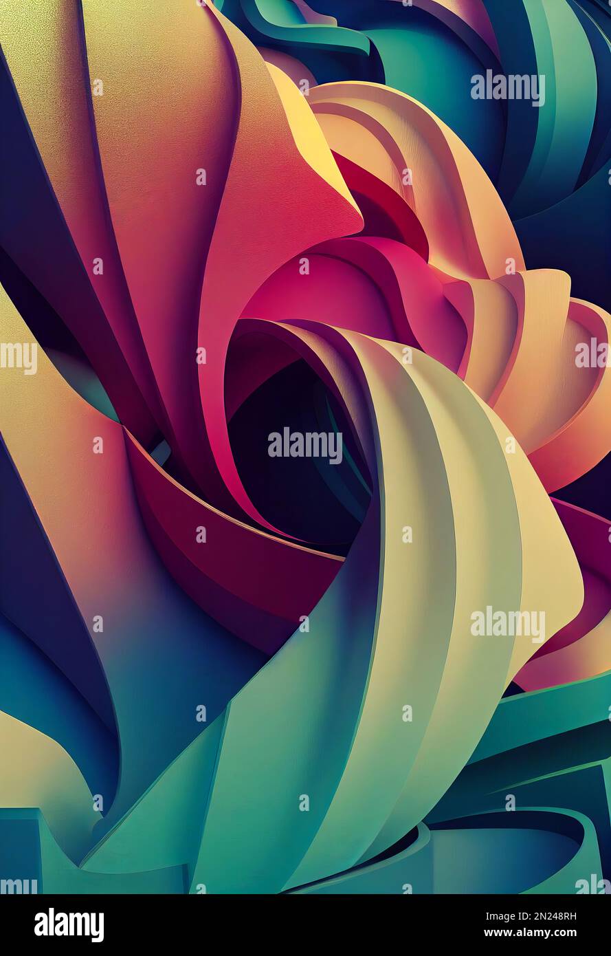 Colorful wavy shapes abstract background. Decorative vertical ...