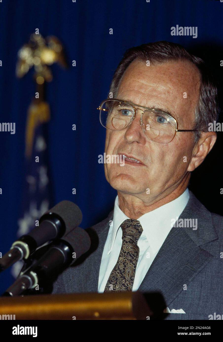U.S. Vice President George Bush speaks at a news conference at the ...