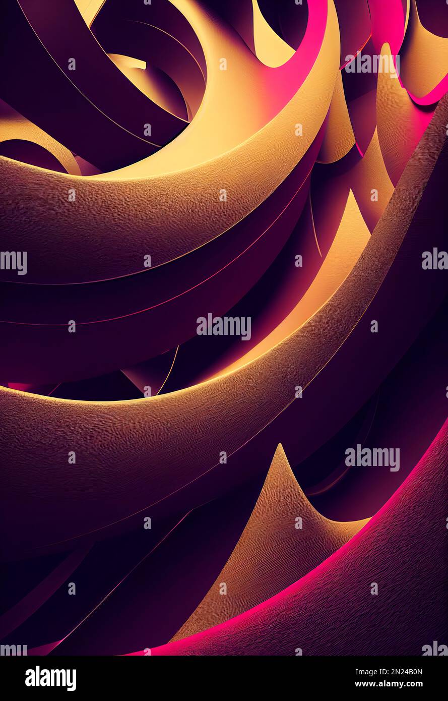 Gold and magenta wavy shapes abstract background. Decorative vertical ...