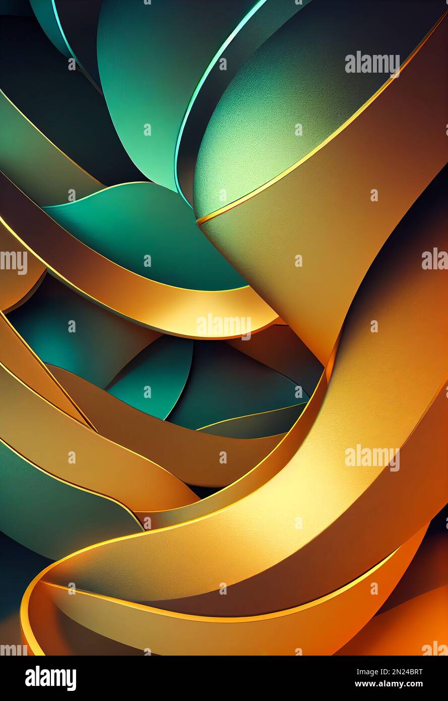 Gold and yellow wavy shapes abstract background. Decorative vertical ...
