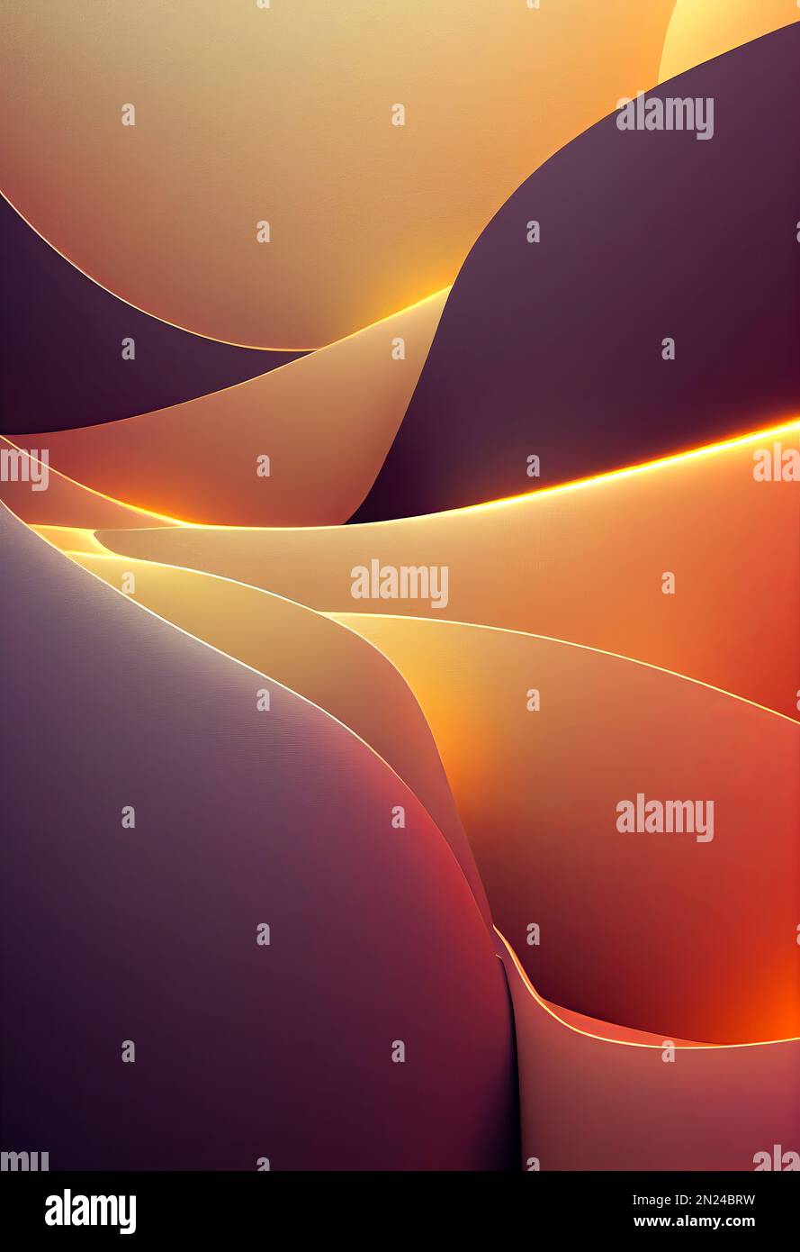 Gold and violet wavy shapes abstract background. Decorative vertical ...