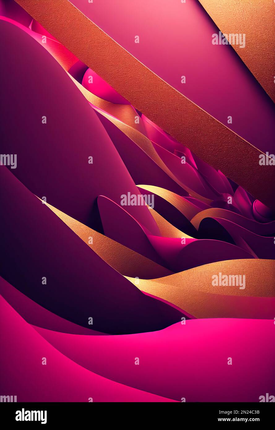 Gold and magenta wavy shapes abstract background. Decorative vertical ...