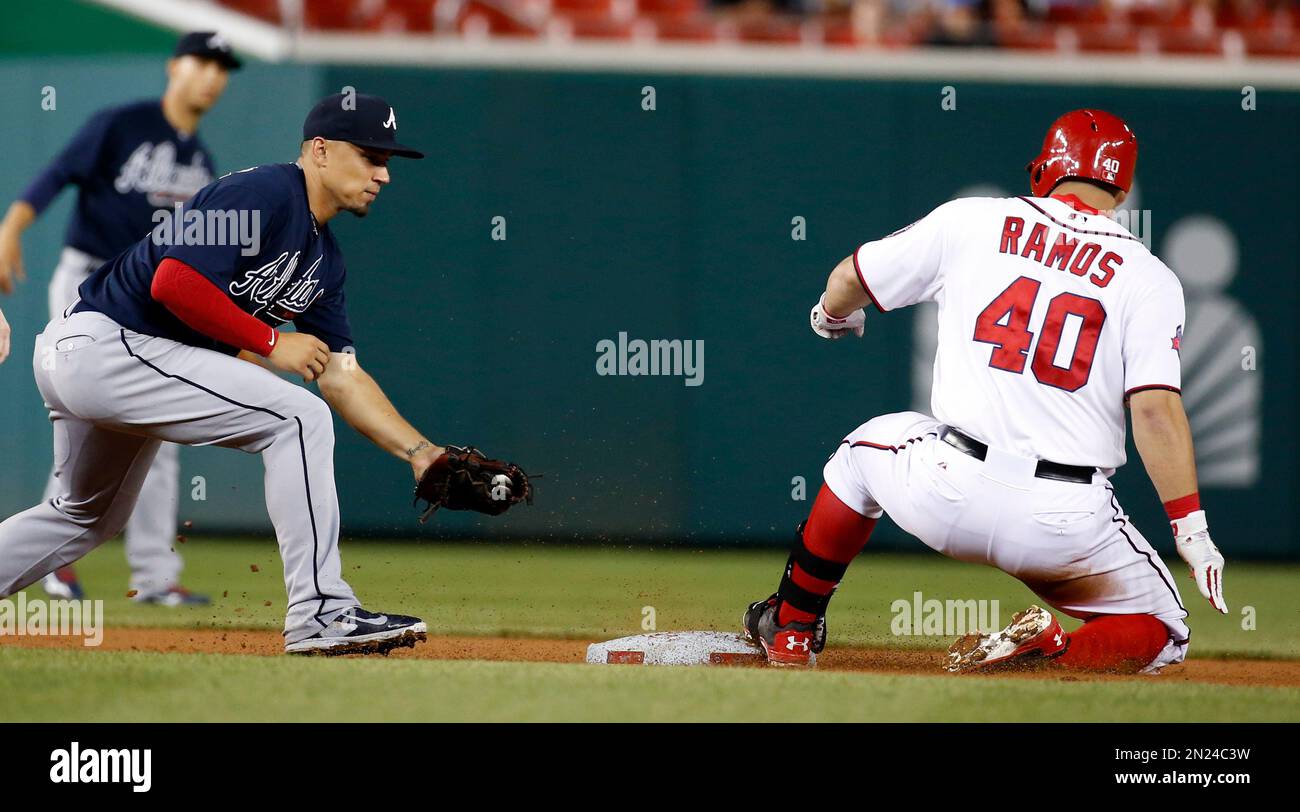 Washington Nationals' Wilson Ramos (40) slides safely into second base ...