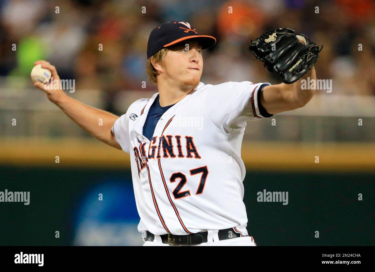 Virginia pitcher Josh Sborz throws a pitch against Vanderbilt during ...