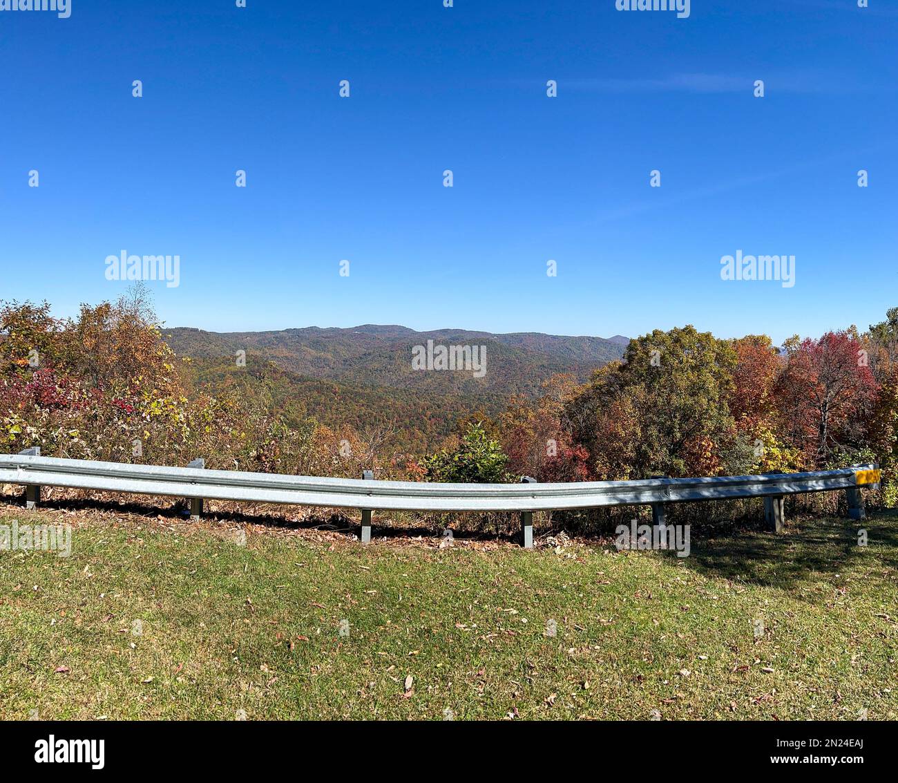 An overlook on the beautiful Blue Ridge Parkway in Boone, NC during the ...