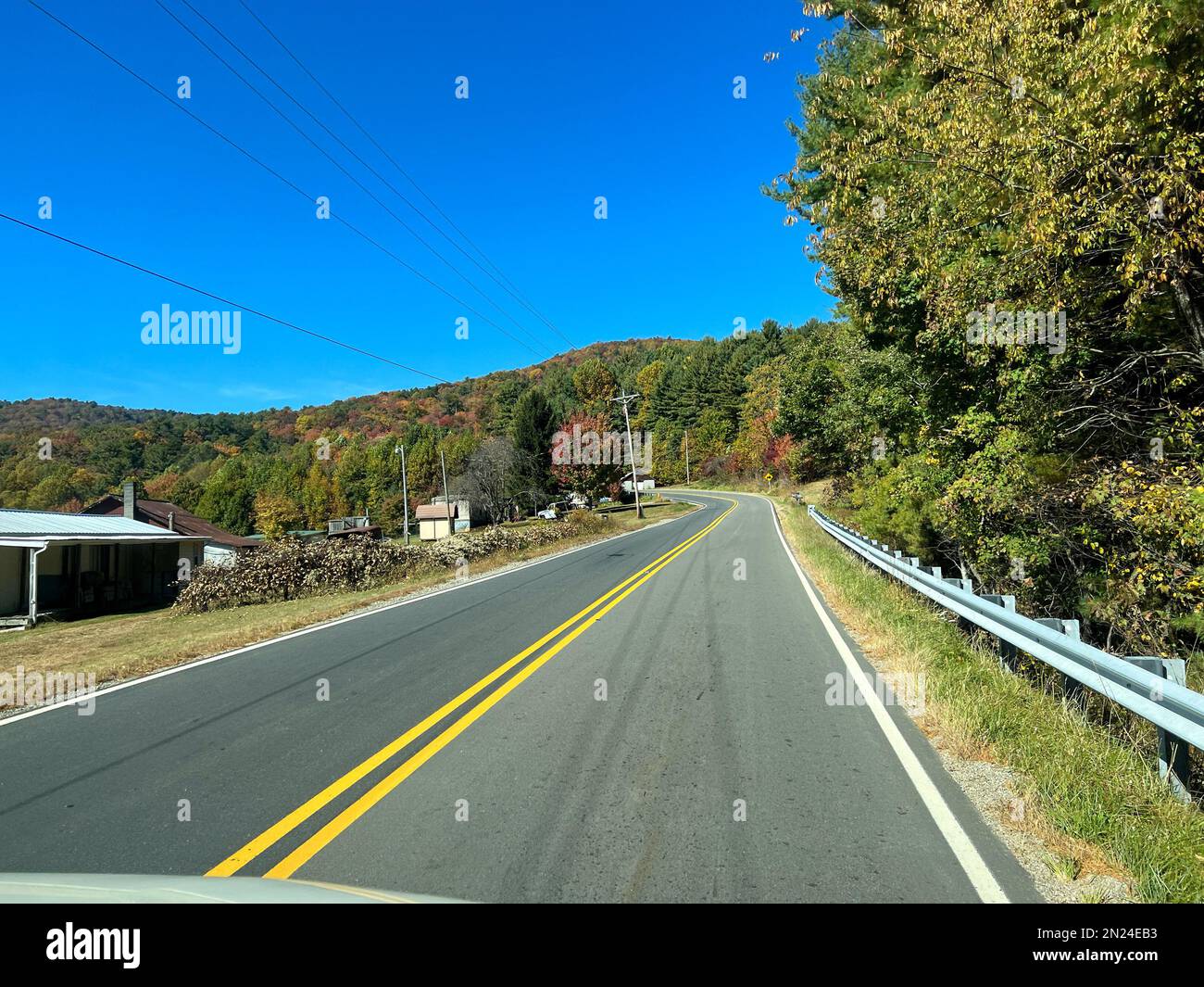 Boone, NC USA - October 23, 2023 - The view from a vehicle of the Blue ...