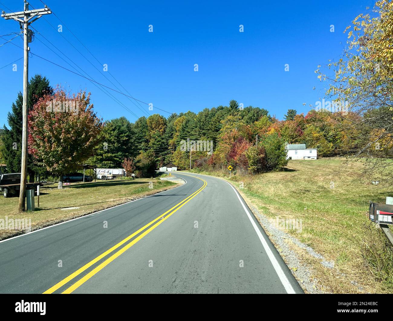 Boone, NC USA - October 23, 2023 - The view from a vehicle of the Blue ...