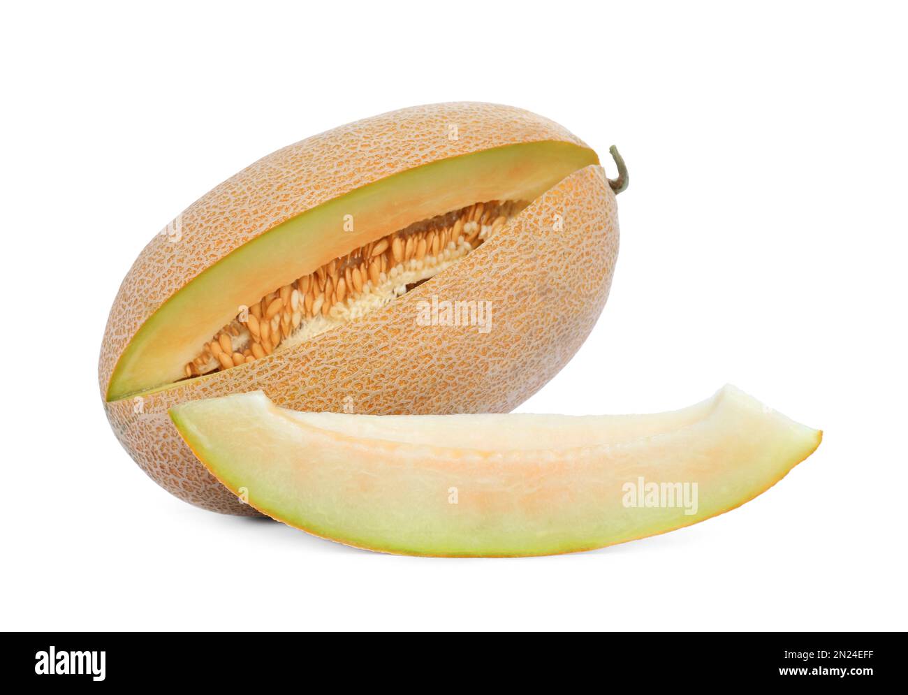 Sliced delicious ripe melon isolated on white Stock Photo - Alamy