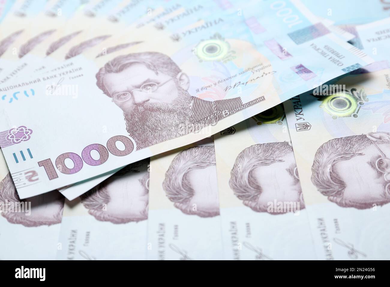Closeup view of Ukrainian money as background. National currency Stock ...