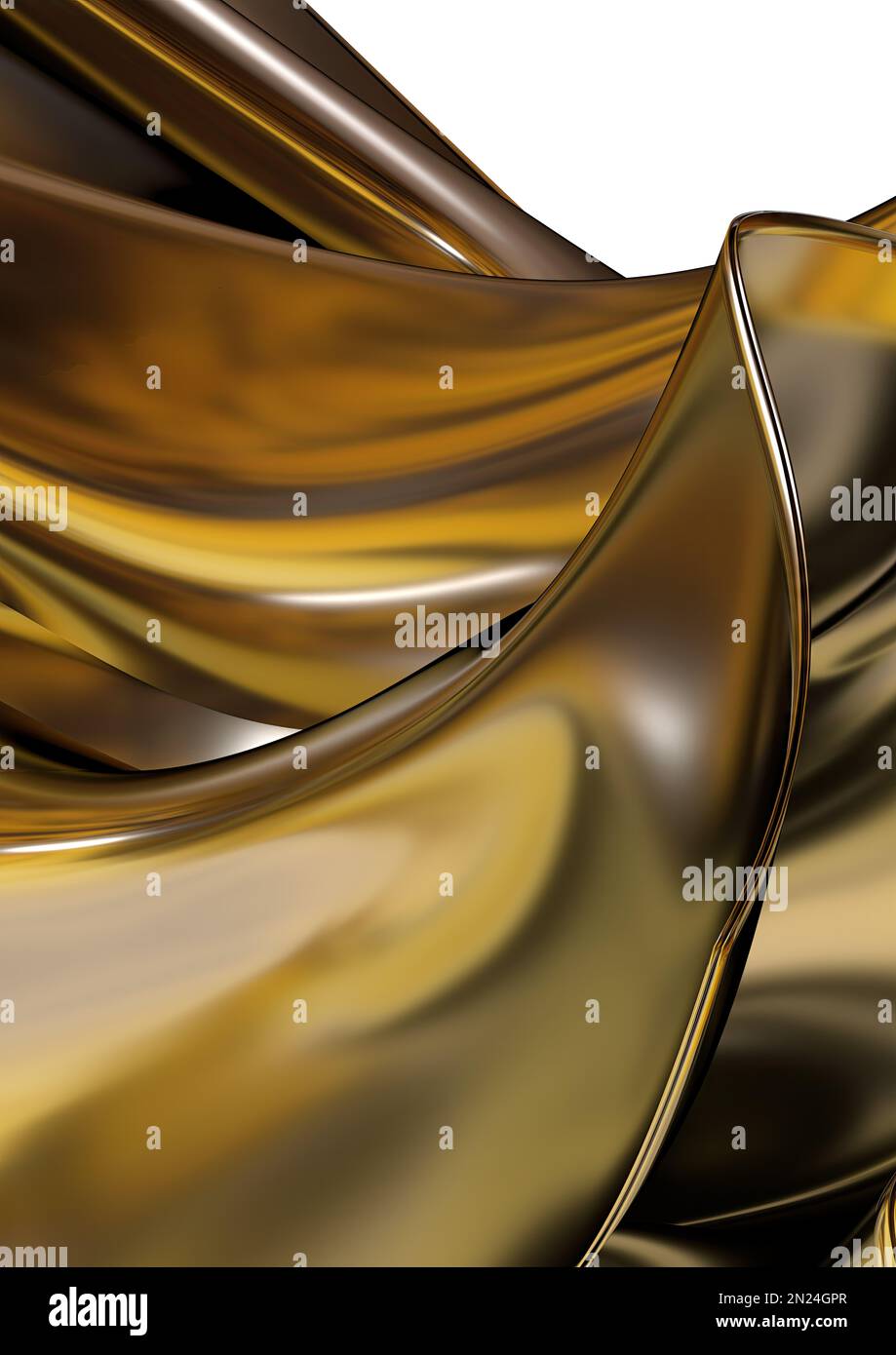 Golden large curved liquid yown metal plate abstract dramatic modern ...