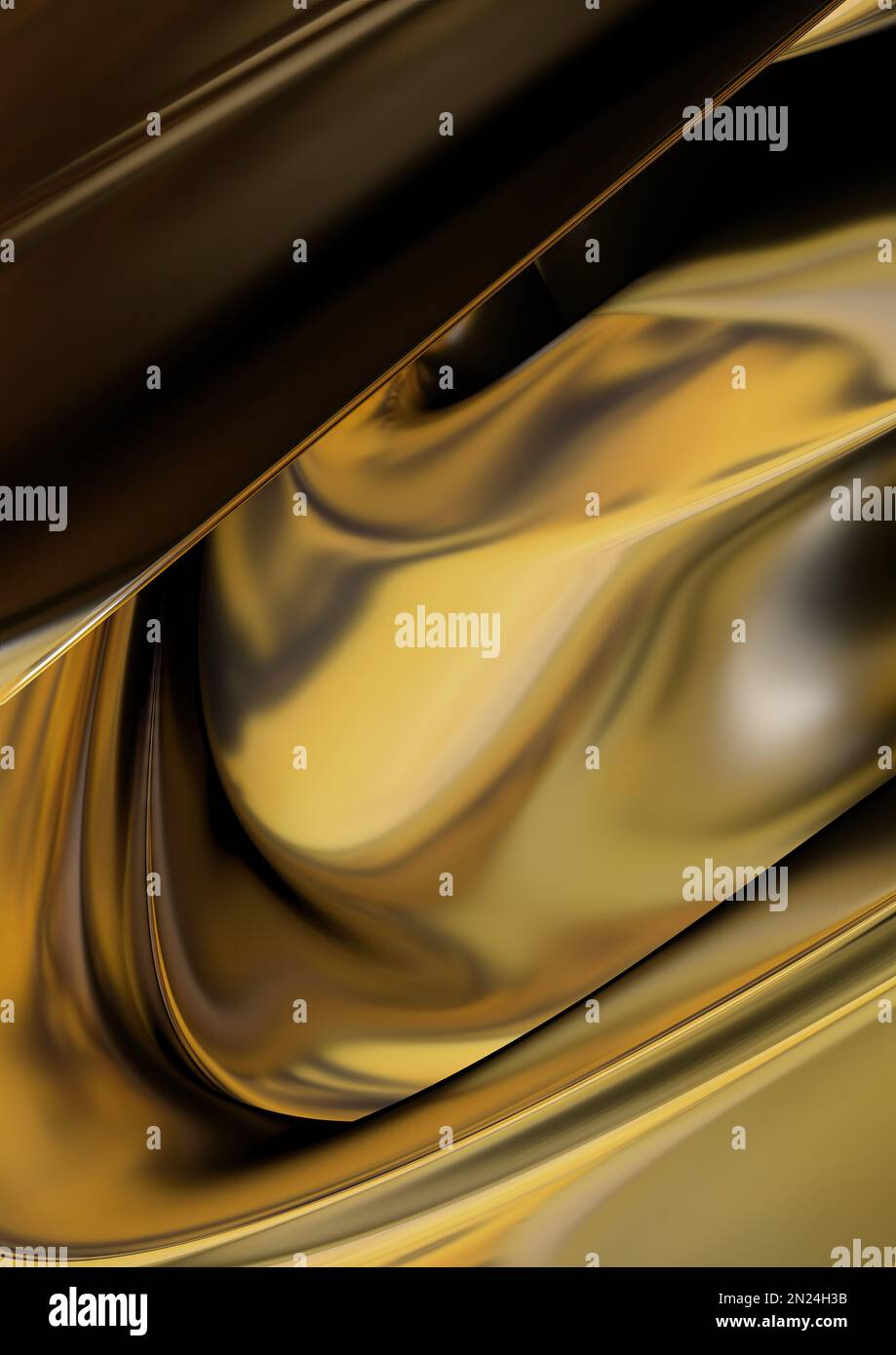 Golden metal organic and striking shape abstract dramatic modern ...
