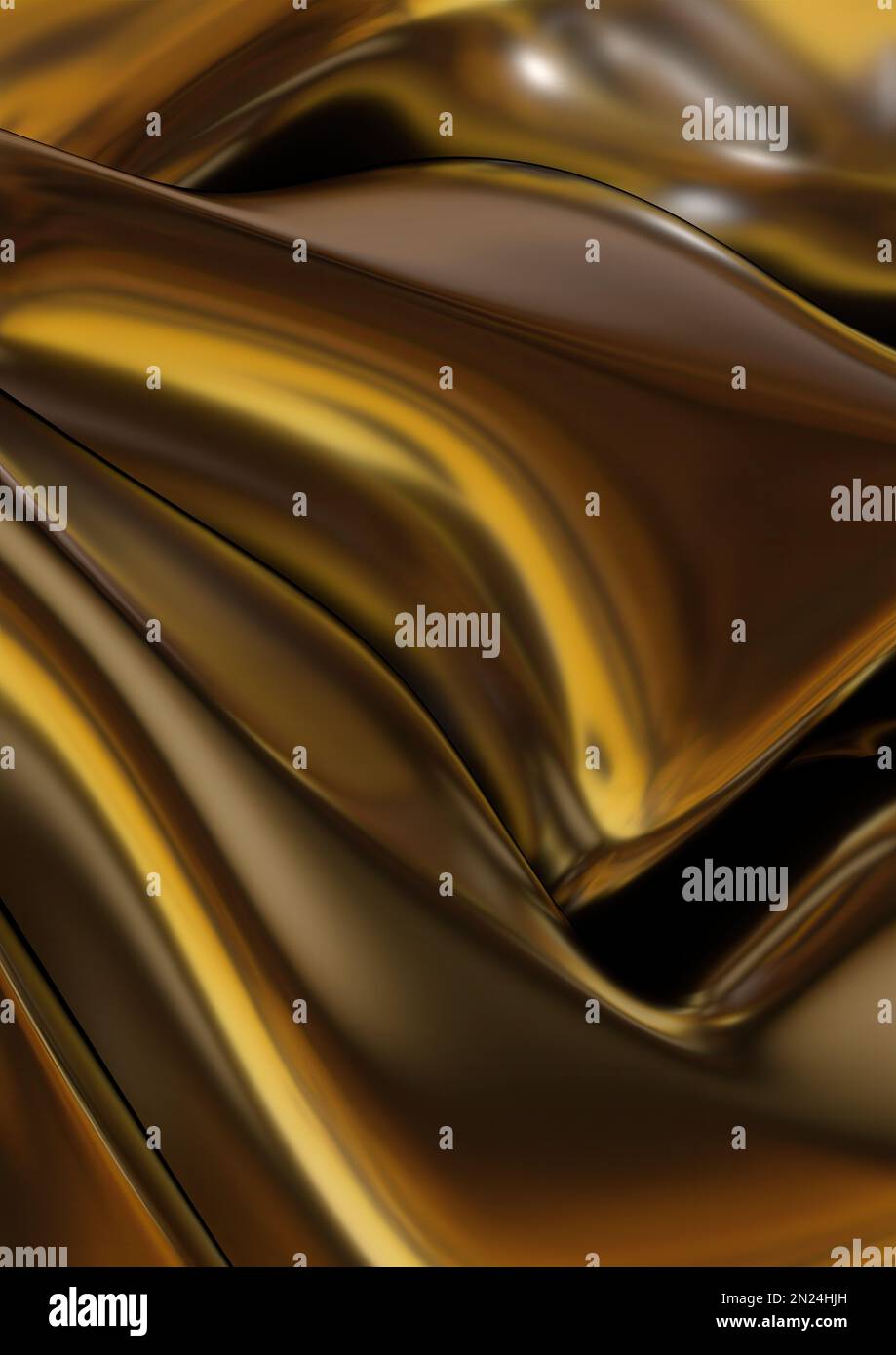 Golden Thin Metal River Flow Beautiful Bezier Abstract Dramatic Modern ...