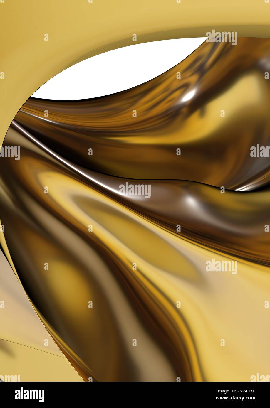 Golden organic metal curves abstract dramatic modern luxurious luxury luxury 3D rendering ...