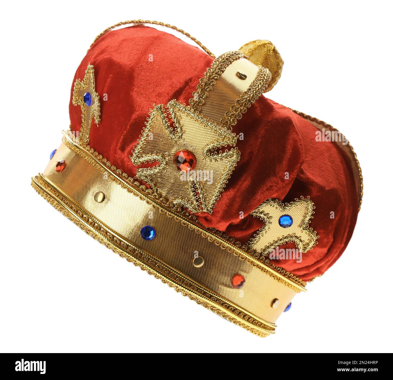 Beautiful velvet crown on white background. Fantasy item Stock Photo ...