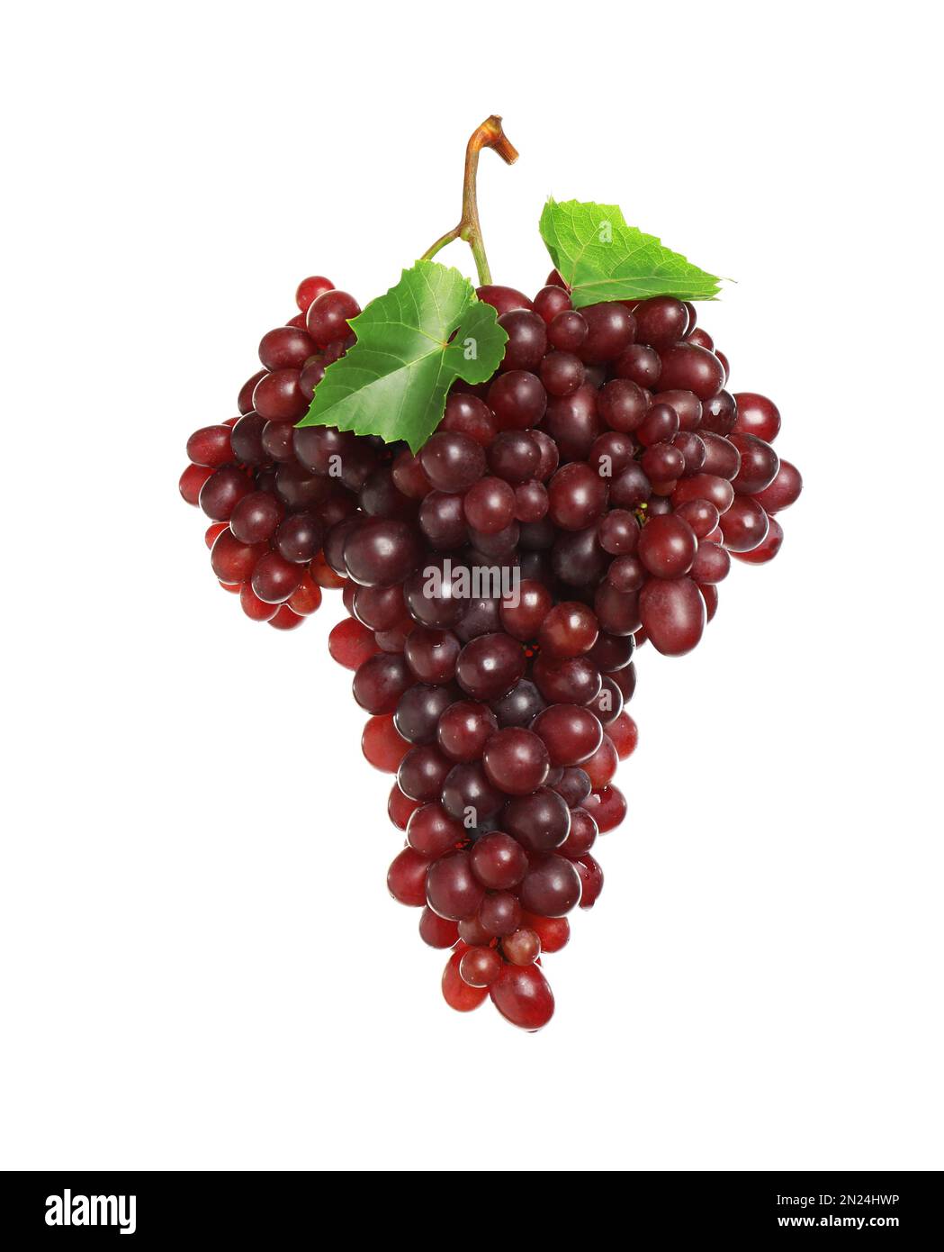 Bunch of fresh ripe juicy red grapes with leaves isolated on white Stock Photo - Alamy