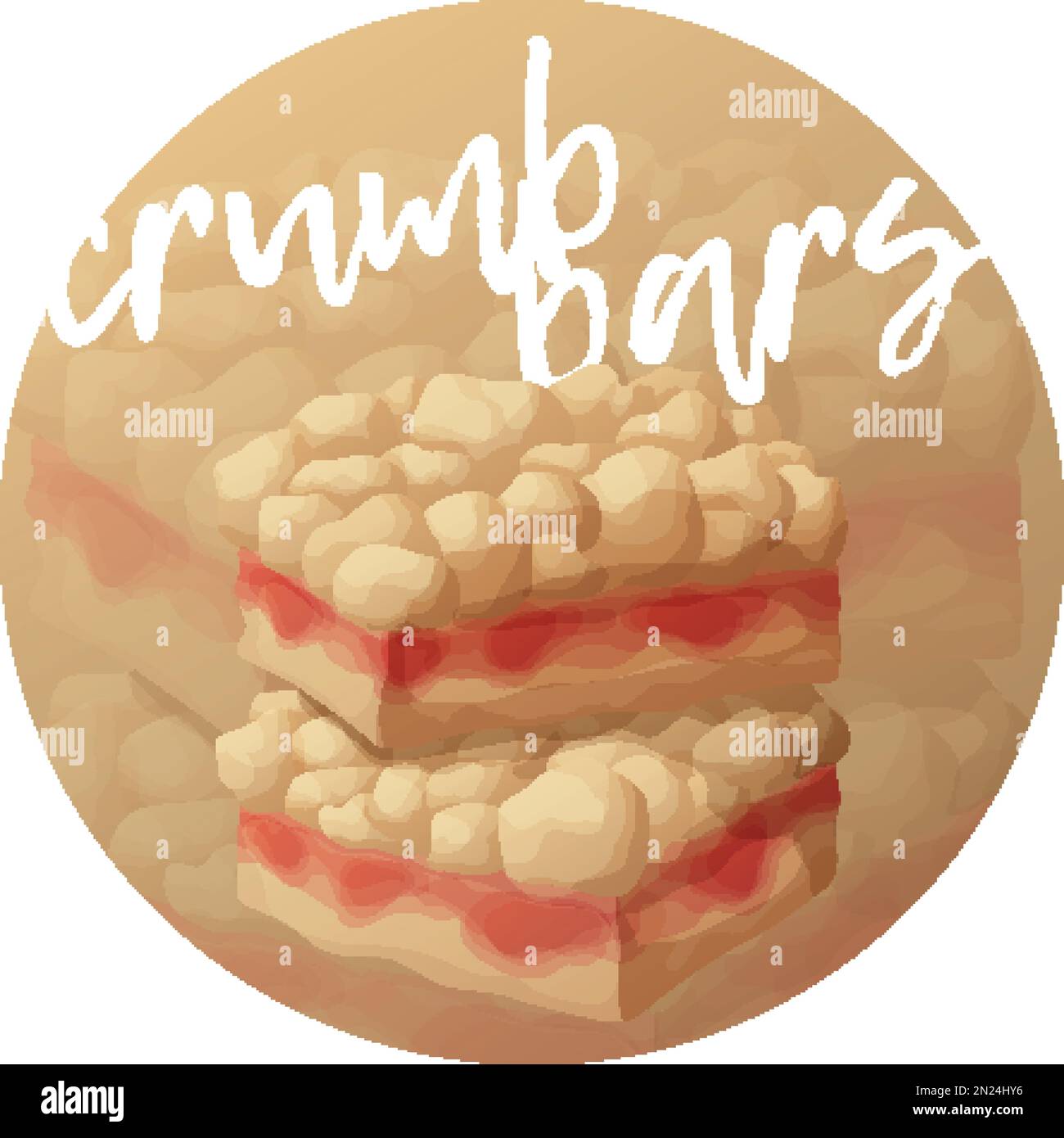 Strawberry crumb bars pastry. Cartoon vector illustration on gradient ...
