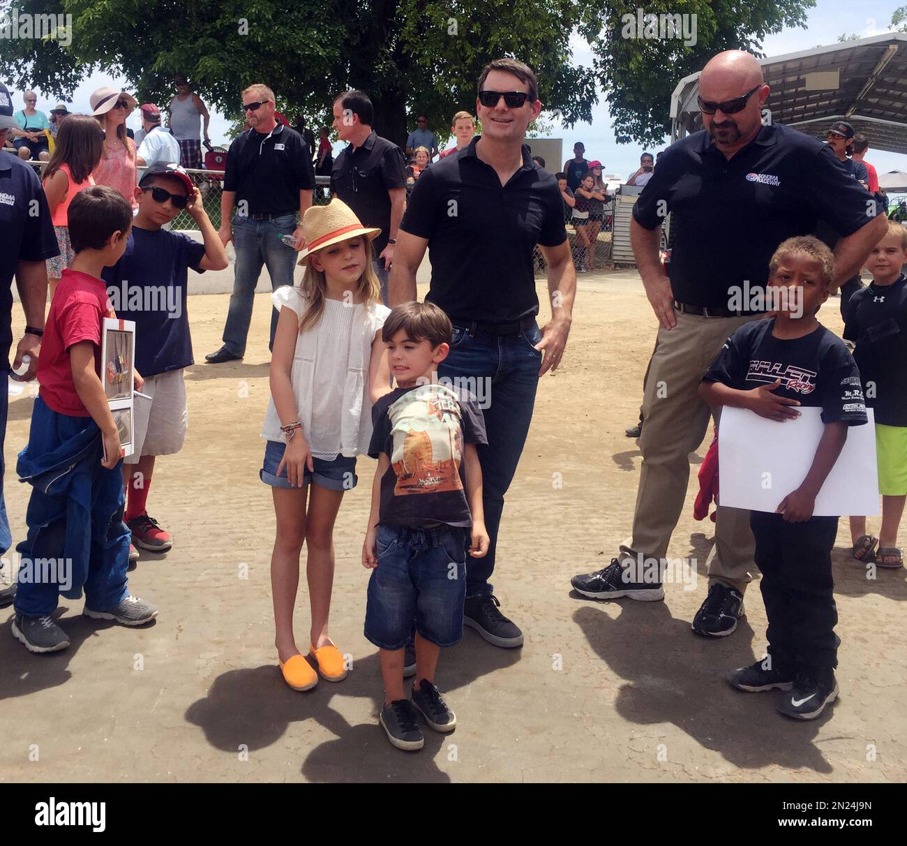 In this photo taken Saturday, June 20, 2015, NASCAR driver Jeff Gordon ...