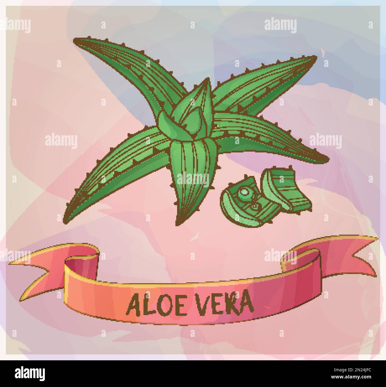 Aloe vera plant illustration. Cartoon vector icon in pastel colors ...