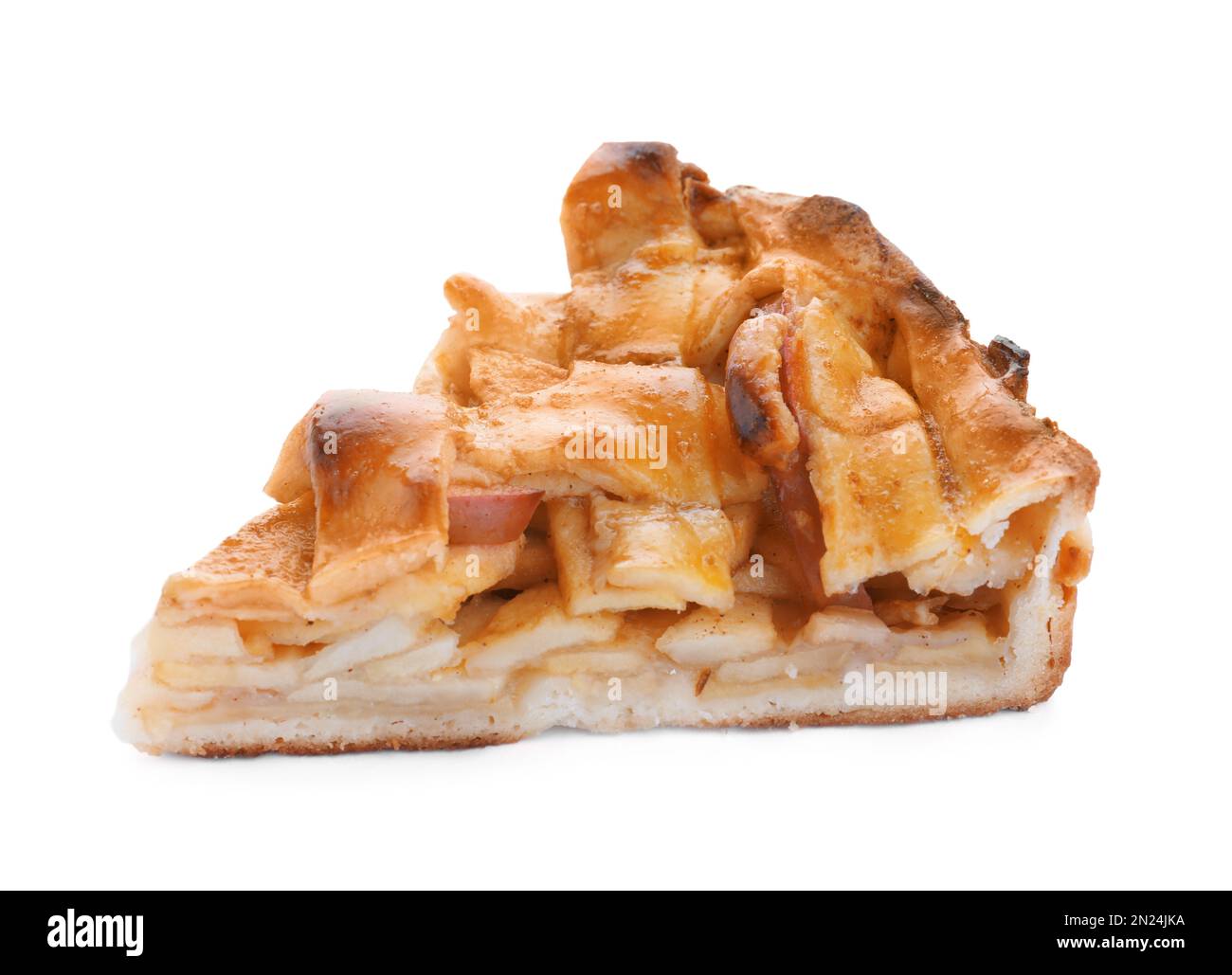 Slice of traditional apple pie isolated on white Stock Photo - Alamy