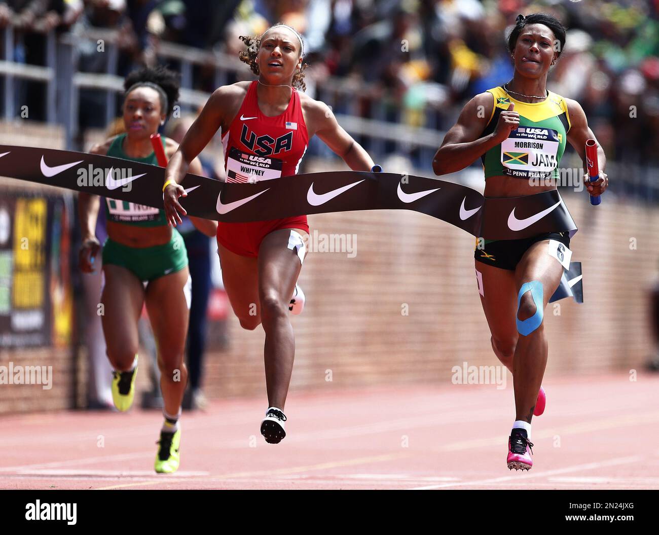 FILE - In this April 25, 2015, file photo, Natasha Morrison, right, of ...