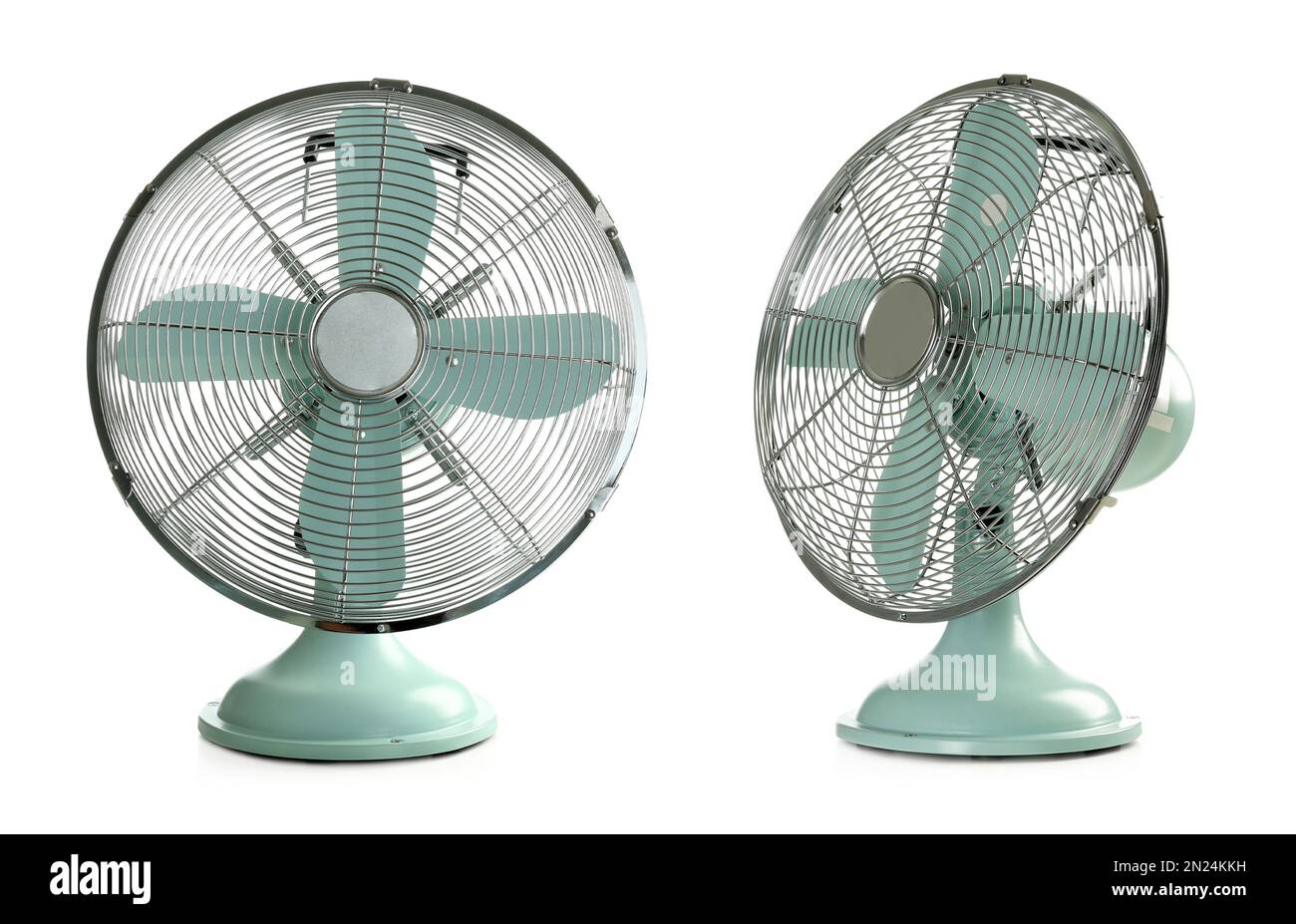 Fan on white background, collage with views from different sides Stock ...