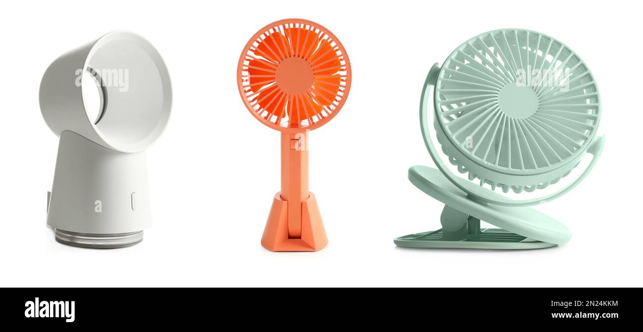 Set of different fans on white background, banner design Stock Photo ...