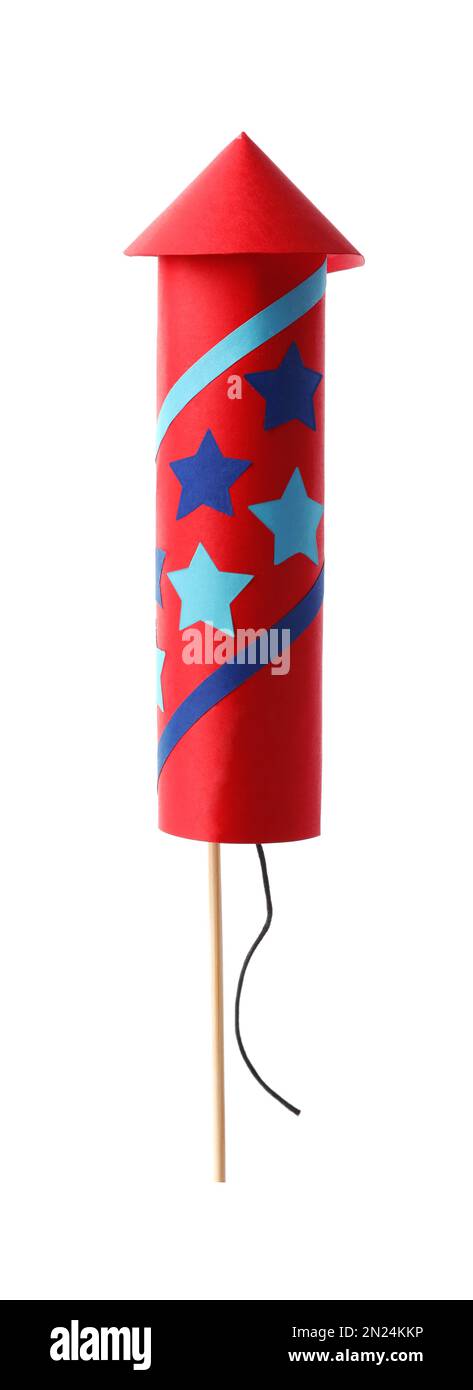 Firework rocket on white background. Festive decor Stock Photo - Alamy