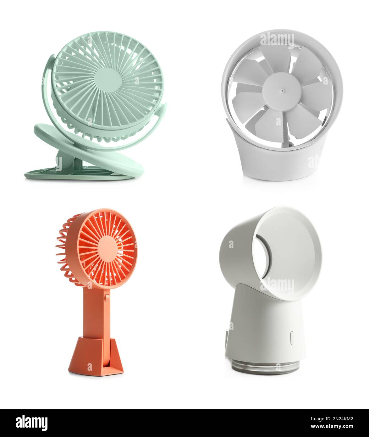 Set of different fans on white background Stock Photo - Alamy