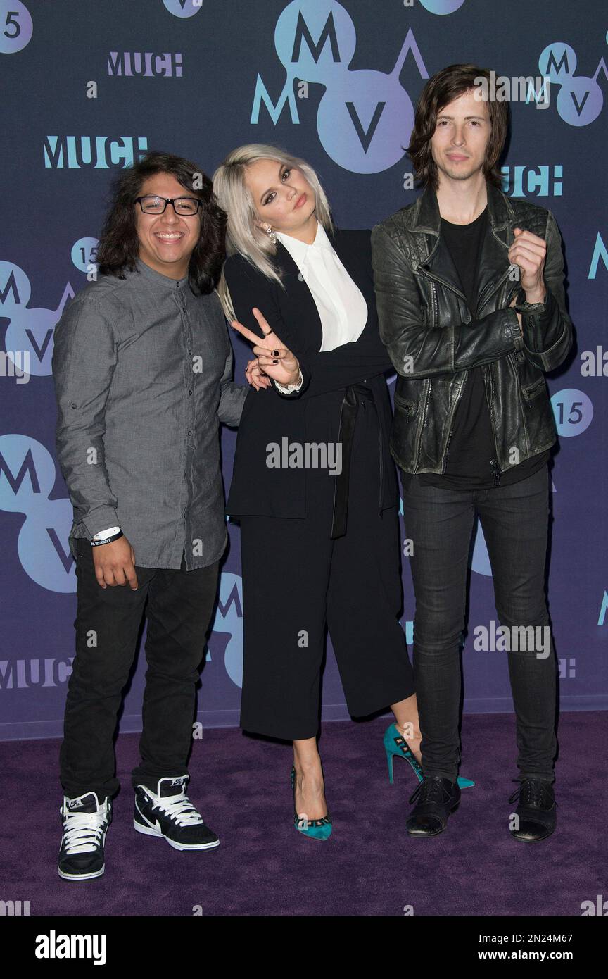 Johnny Franco, Debby Ryan and Kyle Moore of The Never Ending pose in ...