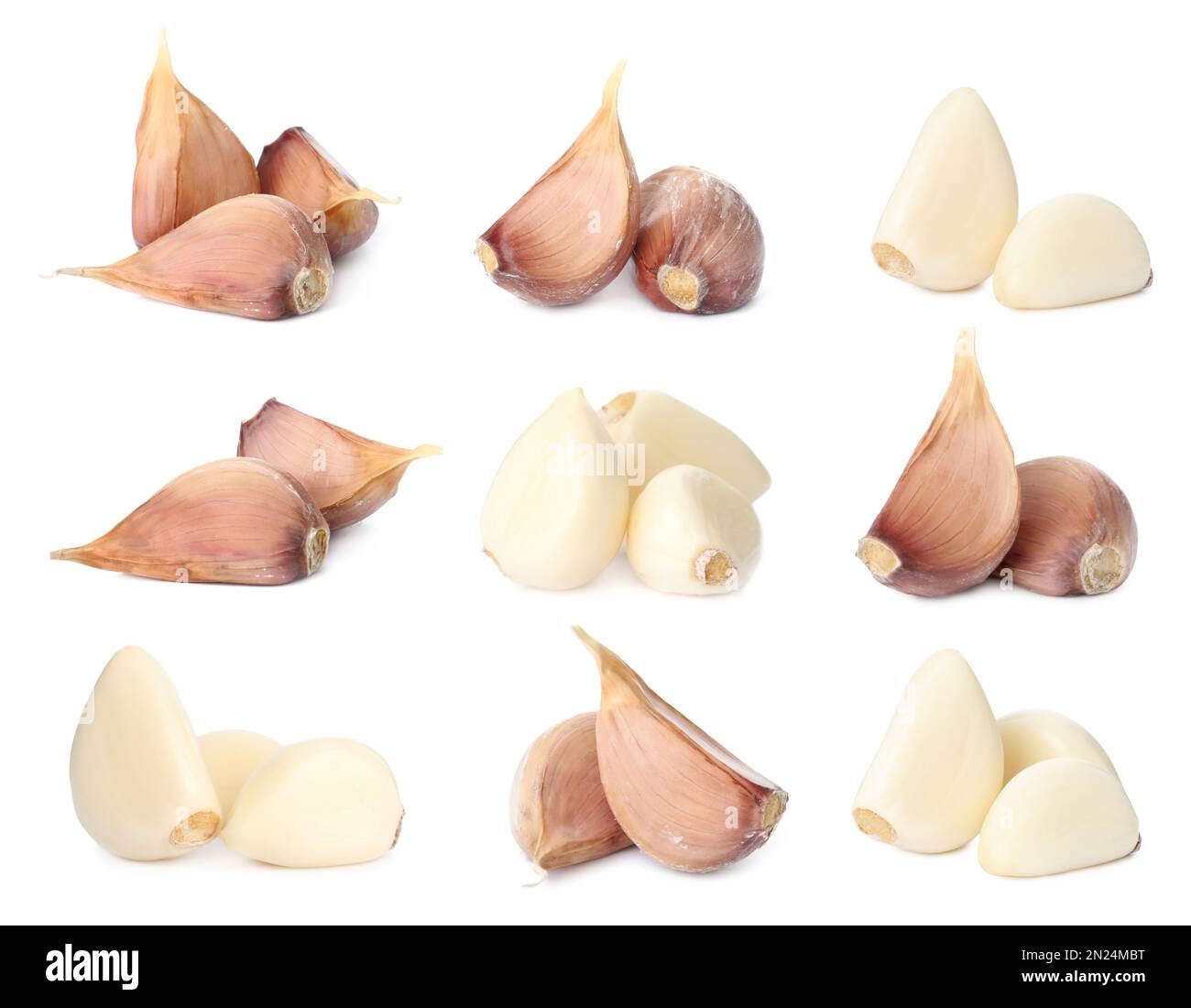 Set of fresh garlic cloves on white background Stock Photo - Alamy