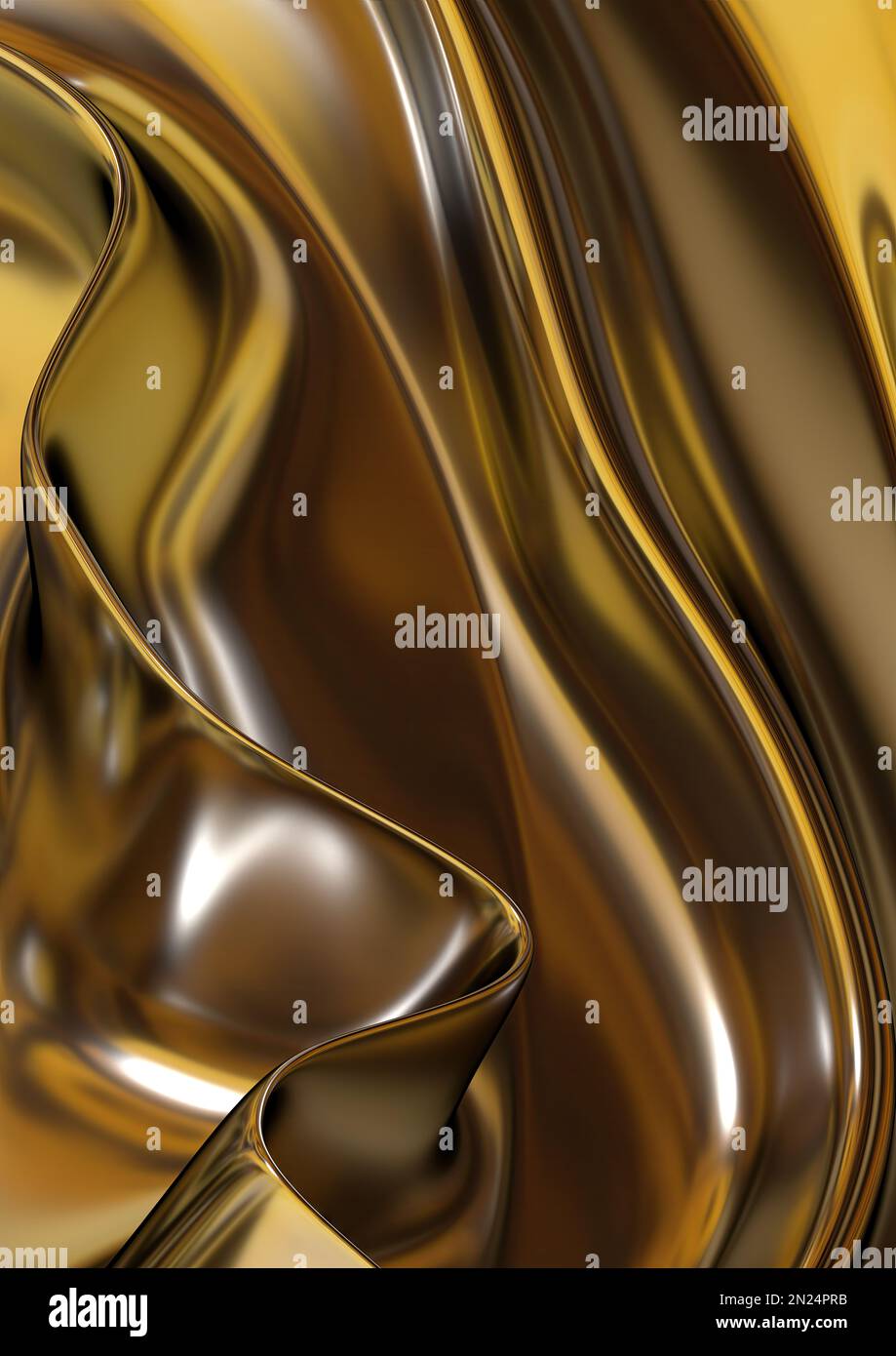 Golden organic numerous metal folds abstract dramatic modern luxurious ...