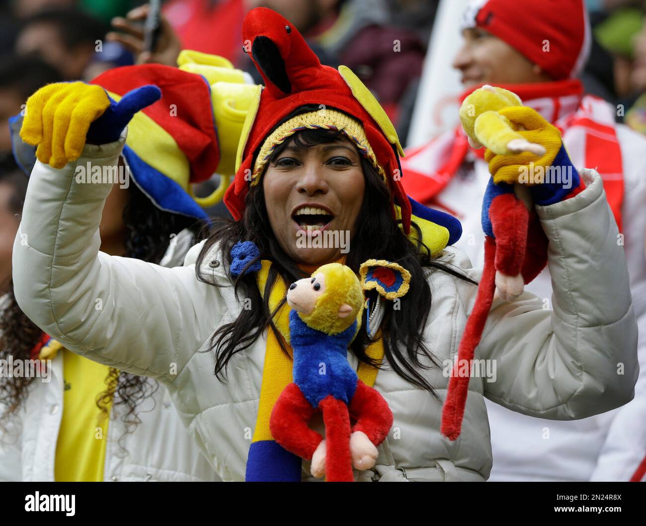 A fan of Colombia waits for the beginning of Copa America Group C ...