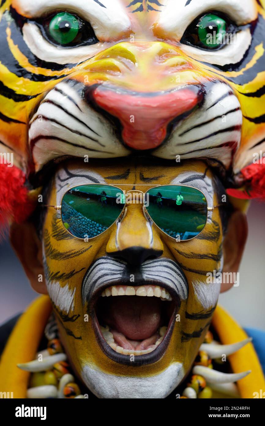 A supporter of Colombia waits for the start of a Copa America Group C ...