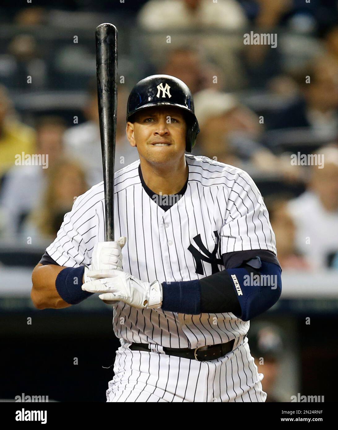 New York Yankees designated hitter Alex Rodriguez stands in the batters ...