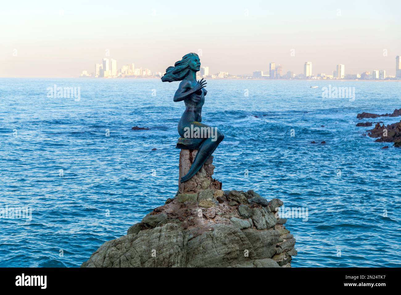 Morning view of the Golden Zone skyline and La Reina de los Mares, or ...