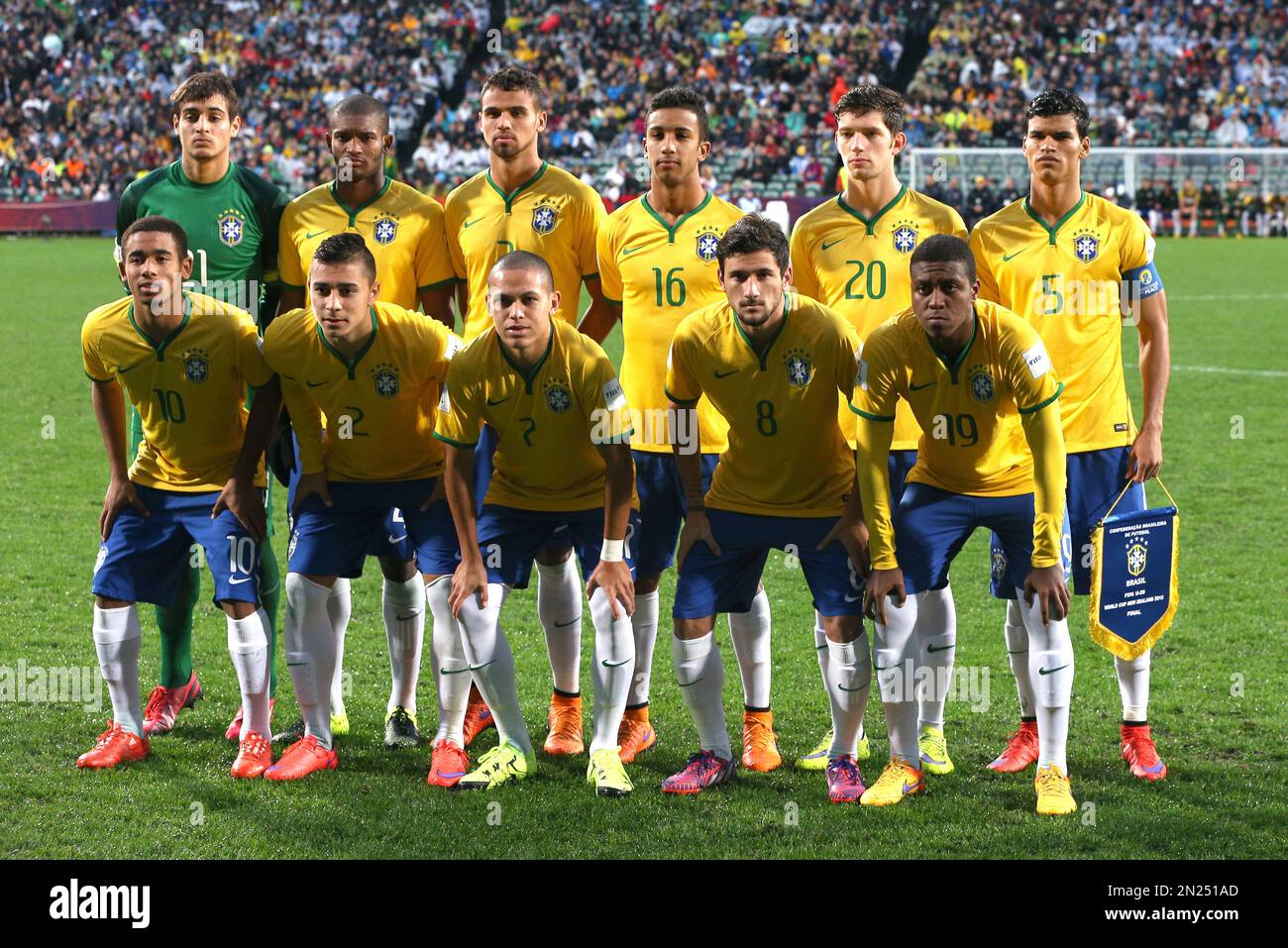 The Brazil team pose for a group photo ahead of their game against ...