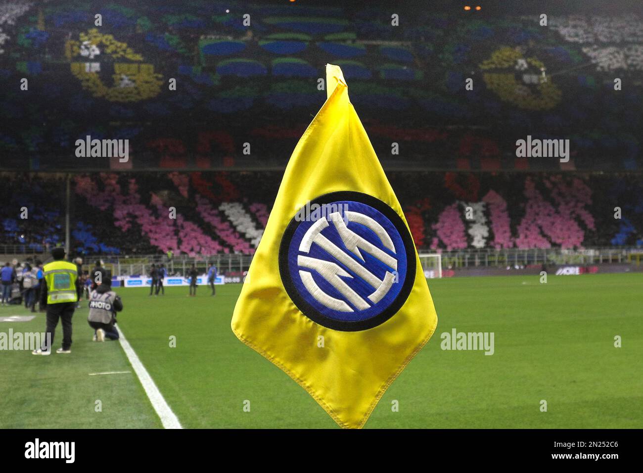 Italy, Milan, feb 02 2023: fan choreography during soccer game FC INTER ...