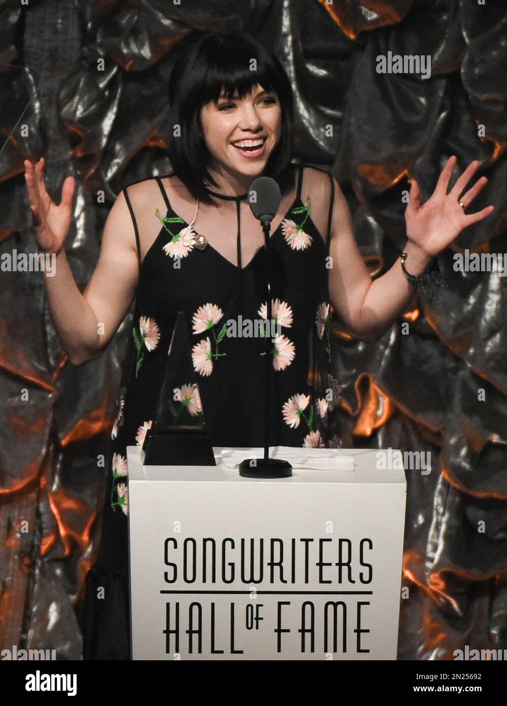 Singer Carly Rae Jepsen inducts Cyndi Lauper at the 46th Annual ...
