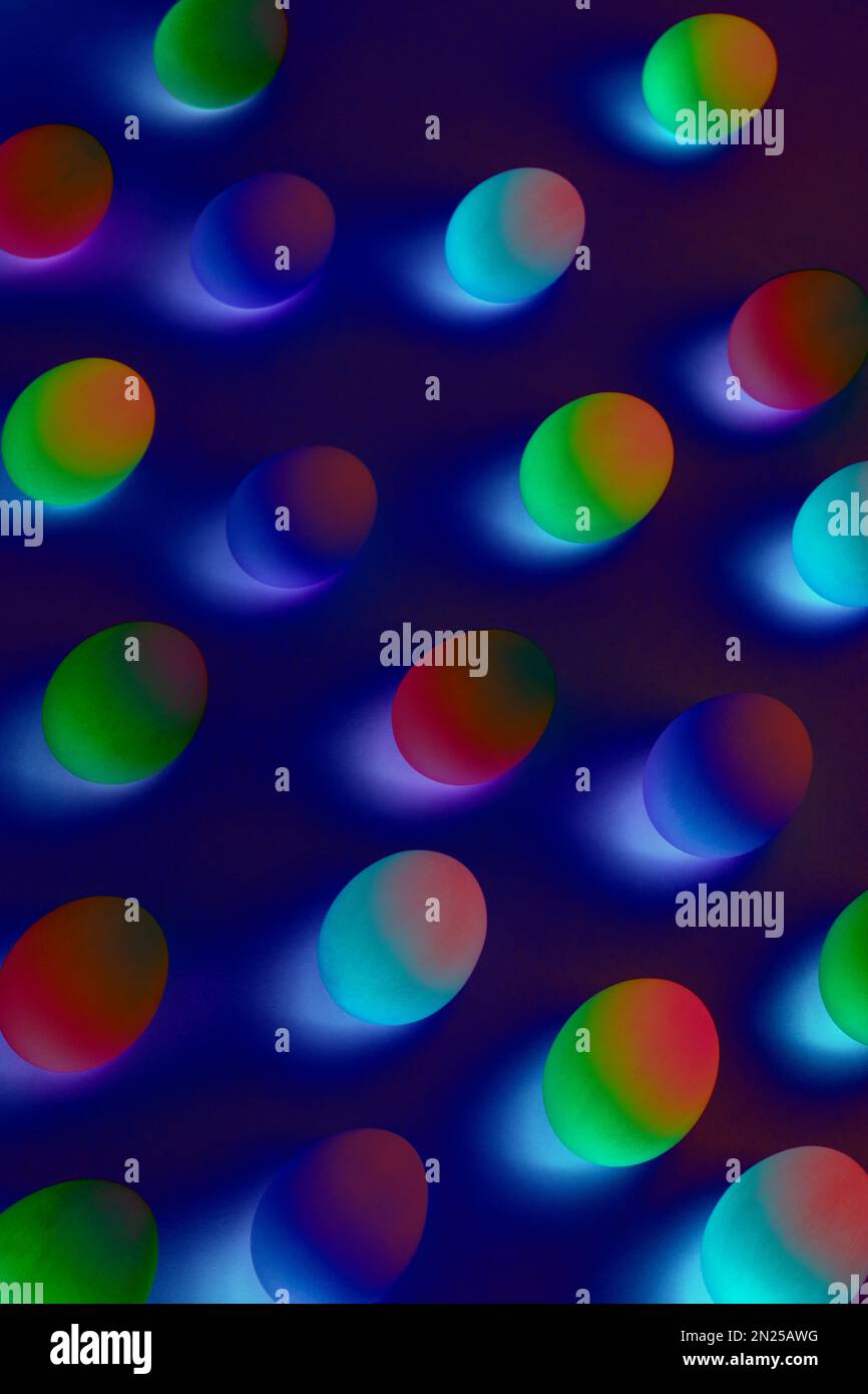 Abstract Easter eggs. Creative pattern with neon colors. Cosmic or ...